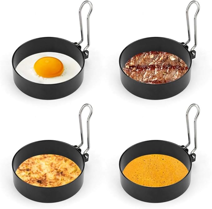 yidenguk Stainless Steel Egg Rings, 4Pcs Non-Stick Egg Rings with ...