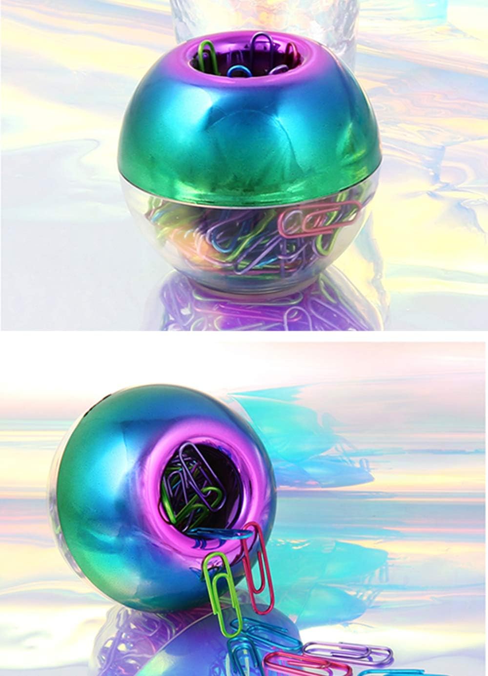 100pcs 28mm Colorful Paper Clips in Round Rainbow Paper Clip Dispenser ...