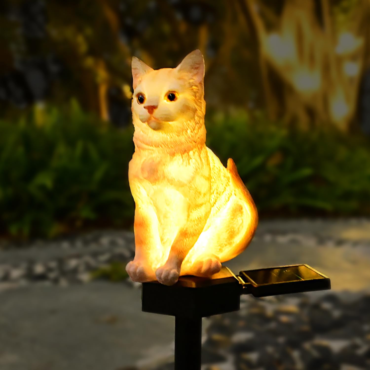 Juliahestia Garden Cat Decor Ornaments Outdoor Solar Light Lawn ...
