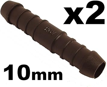 2x 10mm 3/8" Straight In-Line Hose Tube Pipe Connector Joiner Air Fuel ...