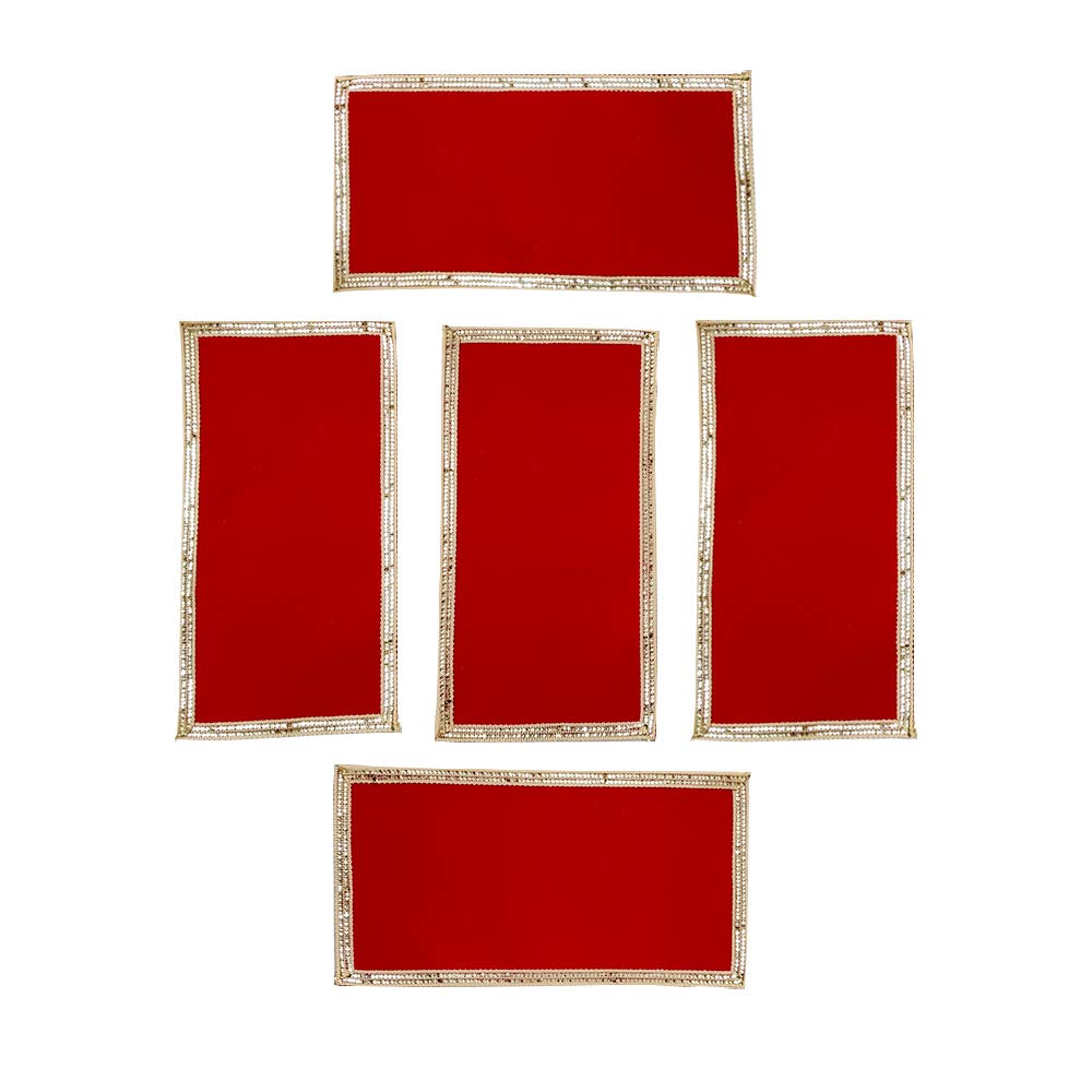 Buy Velvet Plain Kapda for Puja and Mandir (Red, 5 x 10 Inch) Set of 5 ...