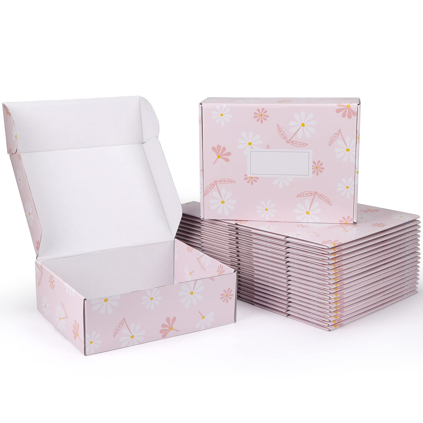 Lyeasw 12x9x4 Pink Shipping Boxes 20 Pack, Floral Gift Wrap Boxes with ...