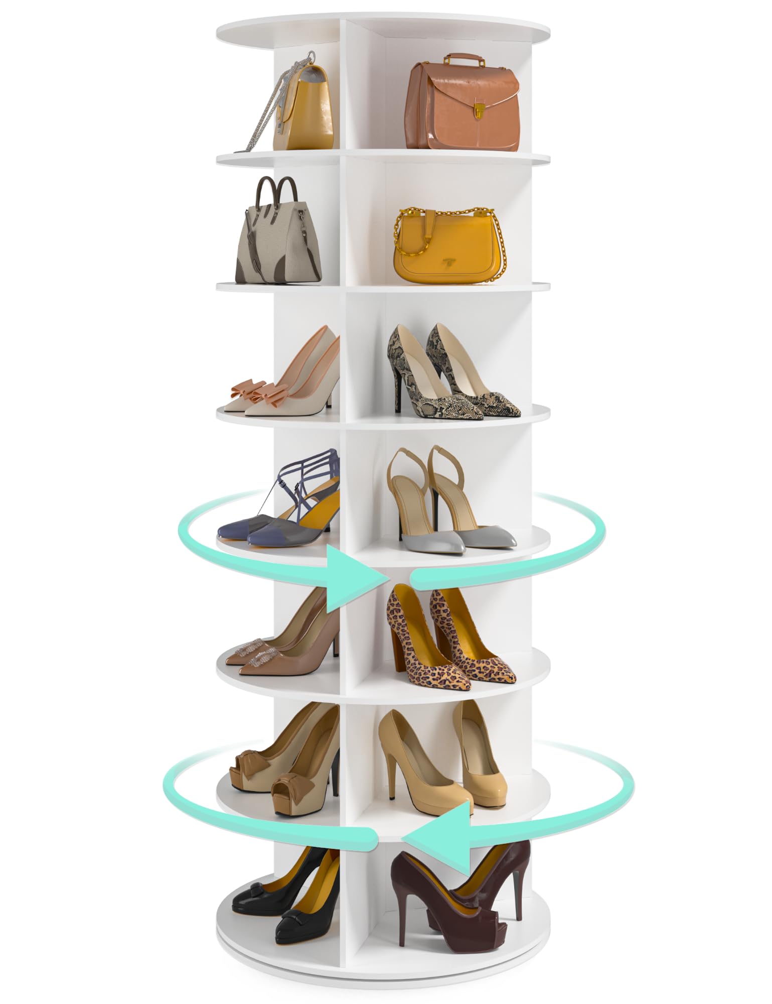 SYIPO Rotating Shoe Rack Tower 7 Tier, New Upgrade 360 Circular Shoe ...