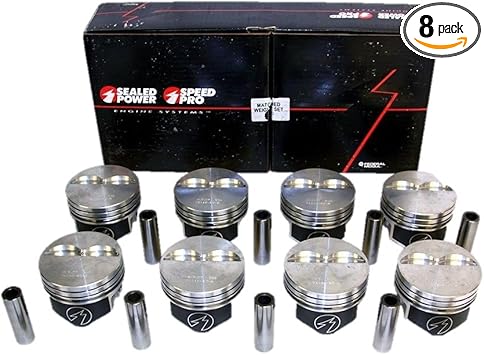 Speed Pro H345DCP 350 Small Block Chevy SBC Flat Top Pistons Coated ...