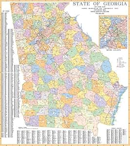 Amazon.com: State of Georgia Zip Code Wall Map Laminated 2019: Aero ...