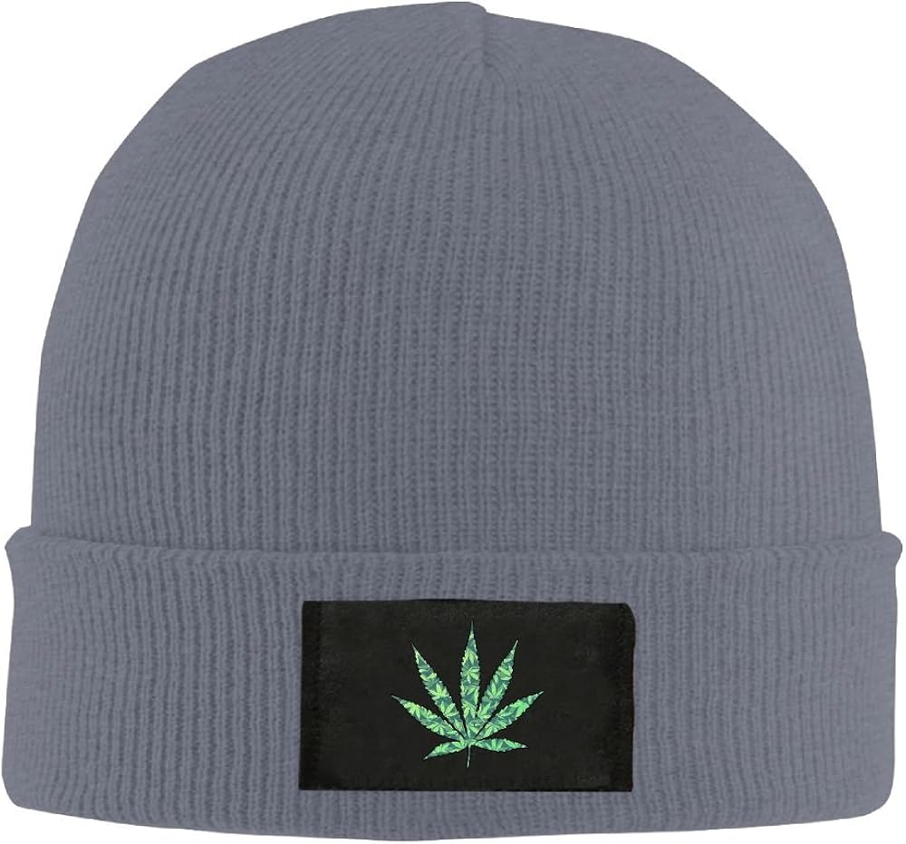 Marijuana Leaf Weed Unisex Knit Beanie Hat 100% Acrylic Daily Warm Soft ...