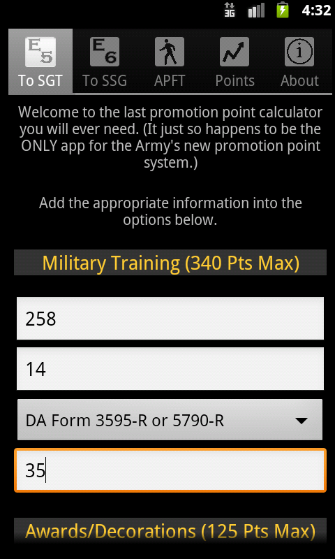 Army Promotion Point Calculator, 2013 ed.:Amazon.de:Appstore for Android