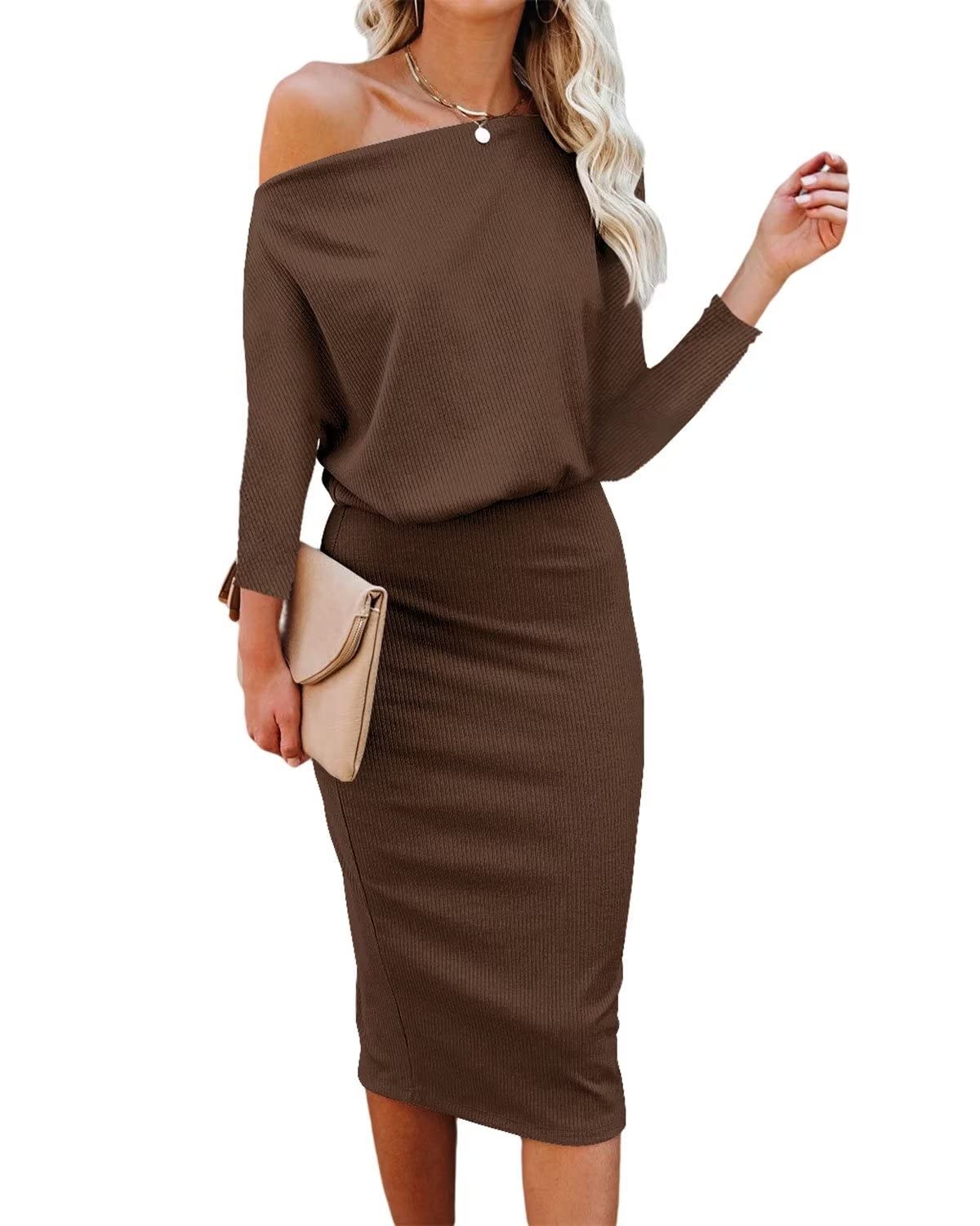 Ezbelle Off The Shoulder HIPS-wrap 3/4 Sleeve Party Pencil Sexy Bodycon ...