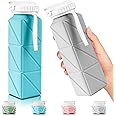 Amazon.com: Collapsible Travel Water Bottles, Food Grade BPA Free Silicone Foldable Water Bottle ...
