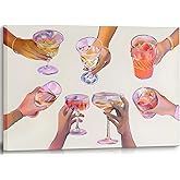 Amazon.com: GUANKE Funky Bar Cart Decor Posters Trendy Cocktail Cheers Preppy Canvas Wall Decor ...