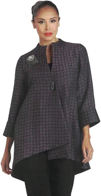 Amazon.com: IC Collection Two Tone Long High-Low Asymmetric Jacket in ...