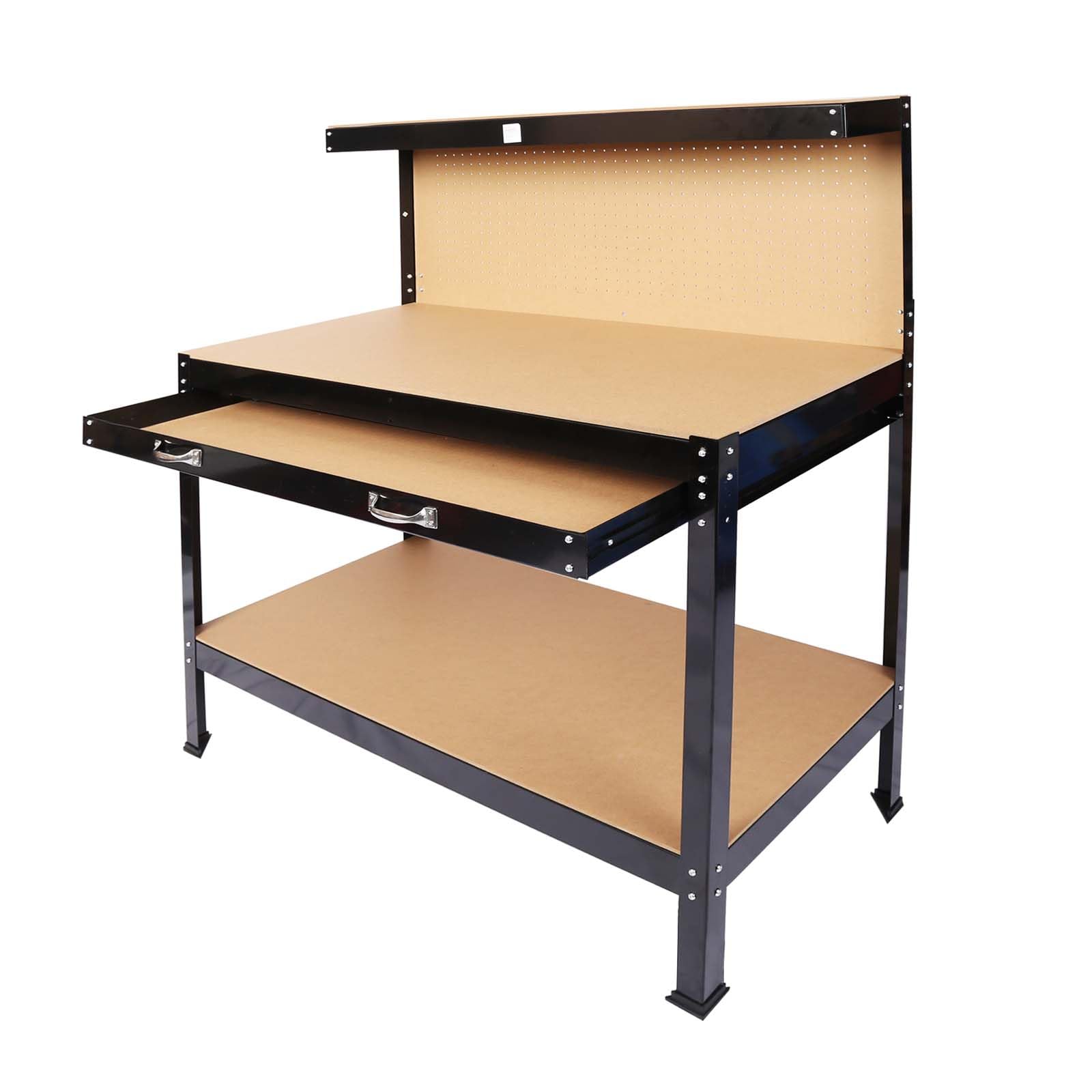 Work Bench With Drawers, Wood Garage Workbench With Peg Board And ...