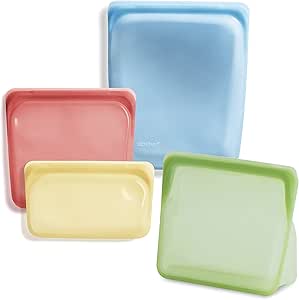 Amazon.com: Stasher Silicone Reusable, Bundle 4-Pack Large Food Meal Prep Storage Container ...