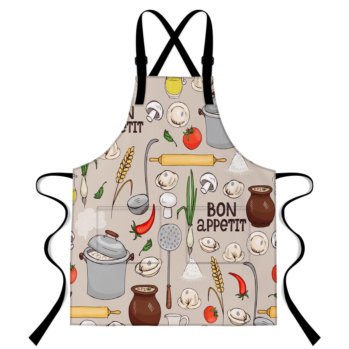 LshyMn Vegetable Apron,Cartoon Kitchen Cooking Ingredients Chili Wheat ...