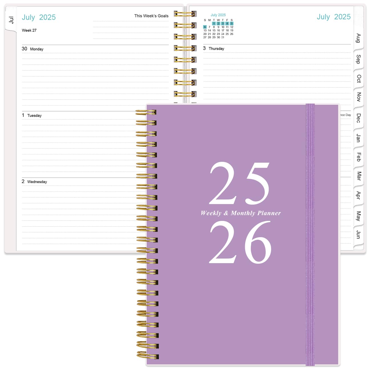 Planner 2025-2026 - A5 Weekly & Monthly Planner Spiral Bound, July 2025 ...