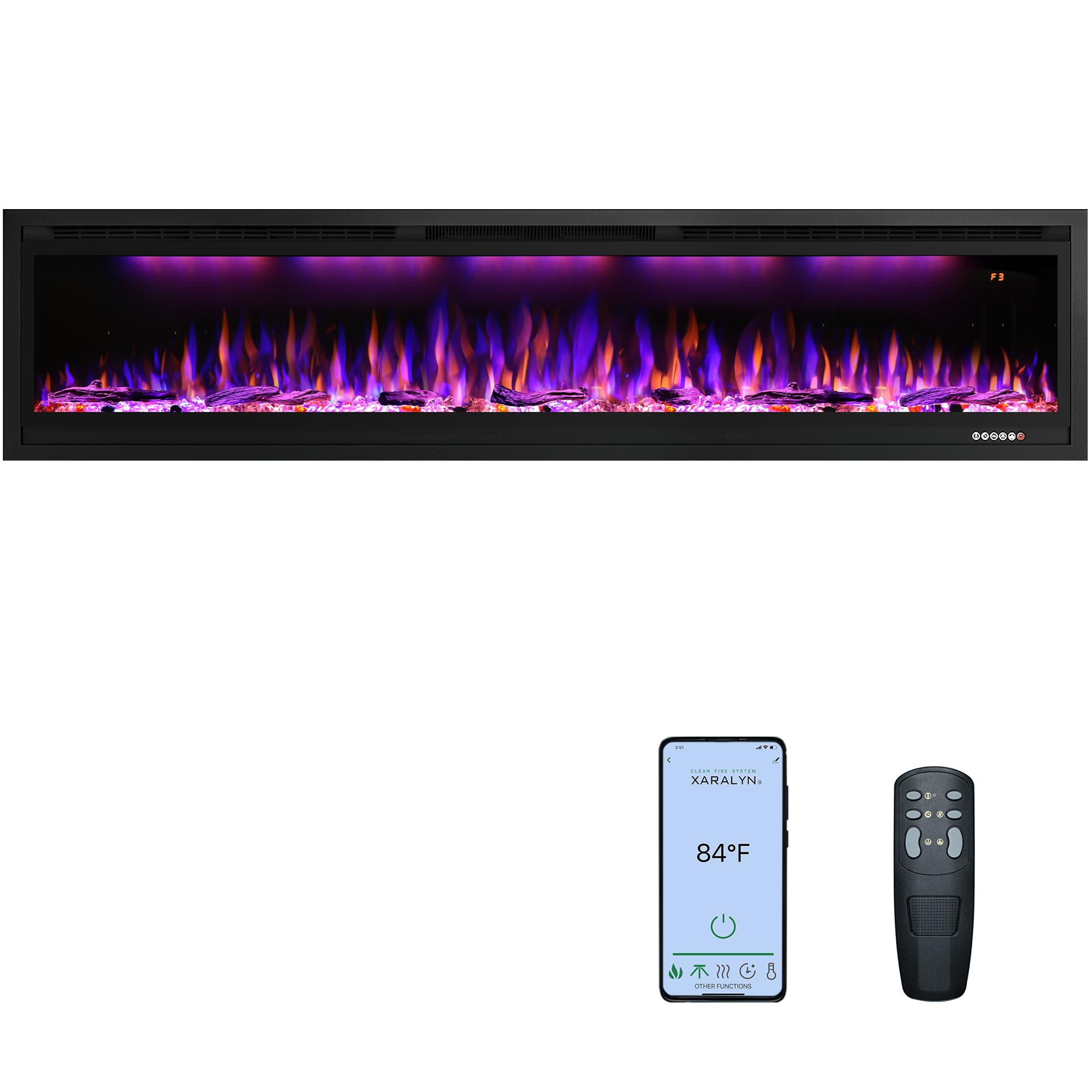 Rodalflame 74" WiFi-Enabled Electric Fireplace Insert, APP Smart ...