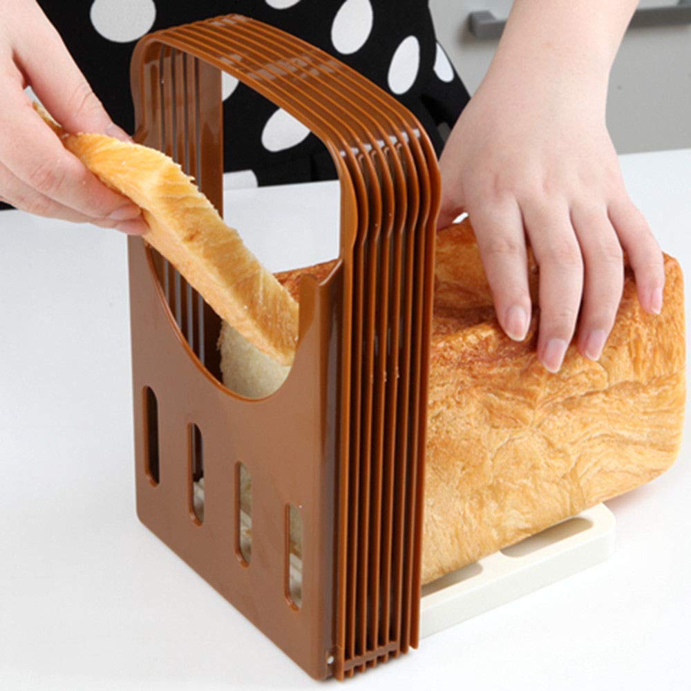 Buy IMKR Adjustable Foldable Bread Toast Slicer Cutter, Loaf Slicer ...