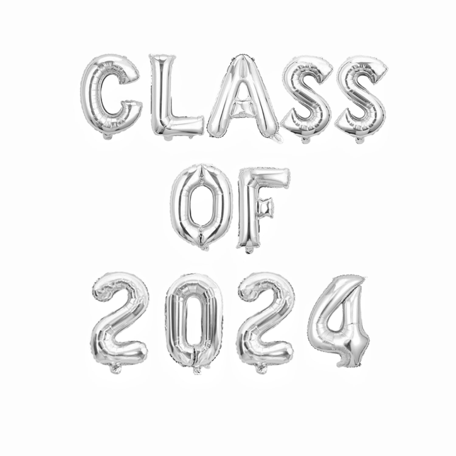 Class of 2024 Balloons Banner Silver 16 inch letter Balloons Foil Mylar ...