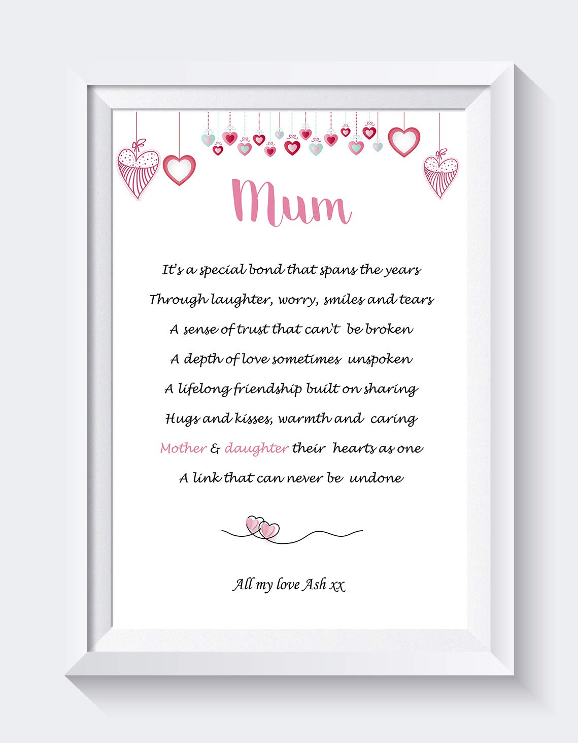PERSONALISED Mum Mummy Poem from Daughter Mother's Day Birthday Print ...