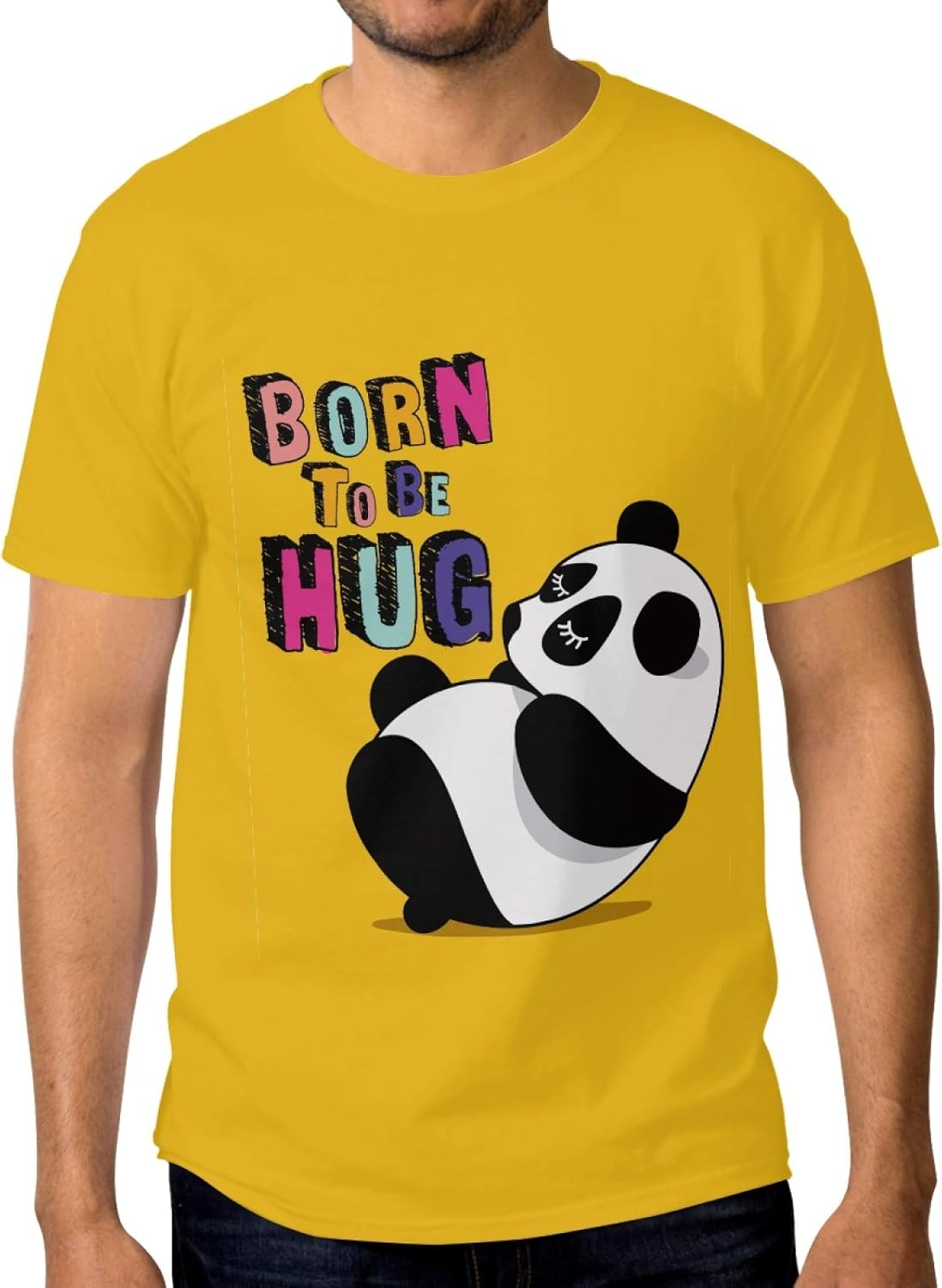 Amazon.com: ATONO Cute Panda Men's T-Shirts Short Sleeve Yellow: Clothing