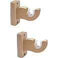 Amazon.com: Semetall 2pcs Solid Wood Curtain Rod Brackets Heavy Duty ...