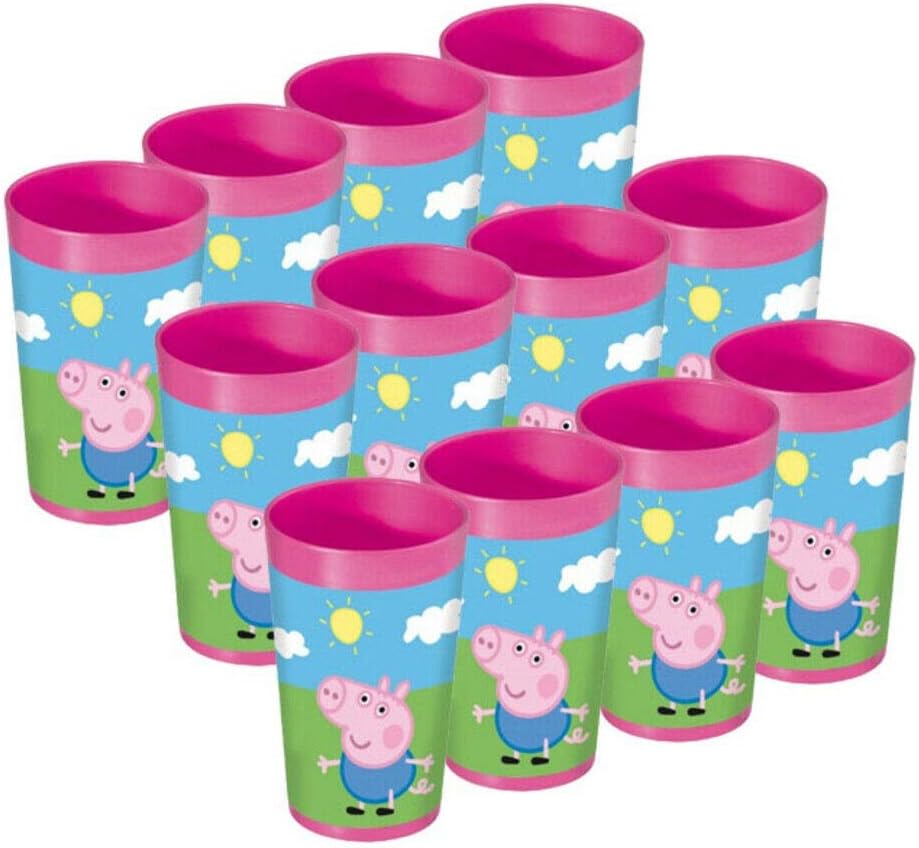 Peppa Pig Set of 12 Tumblers Plastic Cups Kids Drinking Cup Children's ...