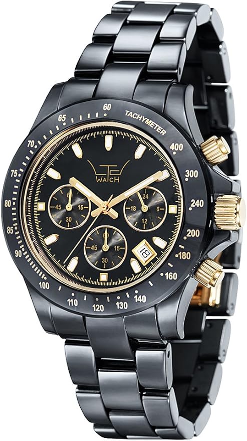 LTD Watch Ceramic Chrono Unisex Quartz Watch with Black Dial ...