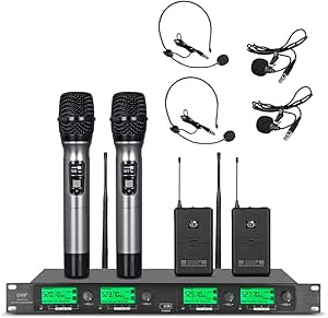Amazon.com: Wireless Microphone System UHF 4 Channel 2 Handheld Mic 2 ...