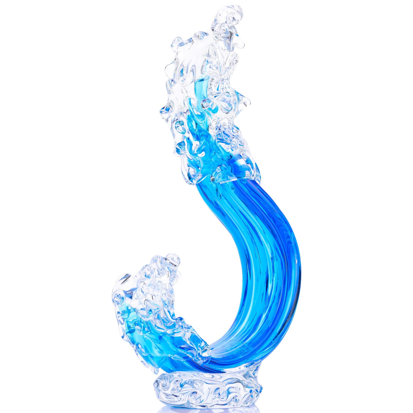 Blue Art Glass Wave Sculpture,Blown Glass Waves Decor,Blue Glass ...