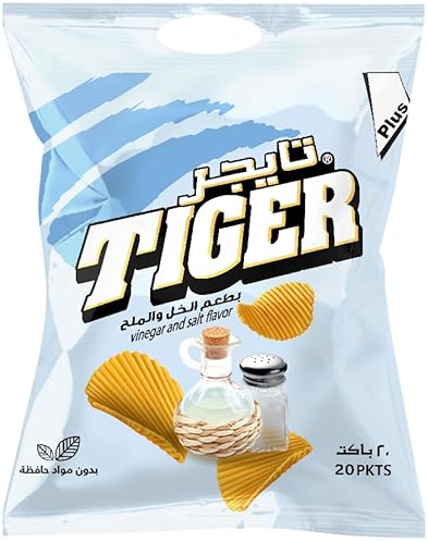 Tiger Plus Vinegar and Salt Flavor Potato Chips – Crinkle-Cut Tangy ...