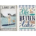 Amazon.com : YOYI ART 2pcs Lake House Decor Sign for The Home - Life Is ...