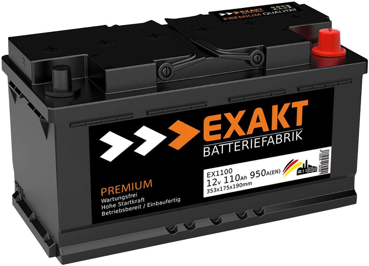 EXAKT Autobatterie 12V 110Ah Starterbatterie PKW KFZ Auto Batterie ...