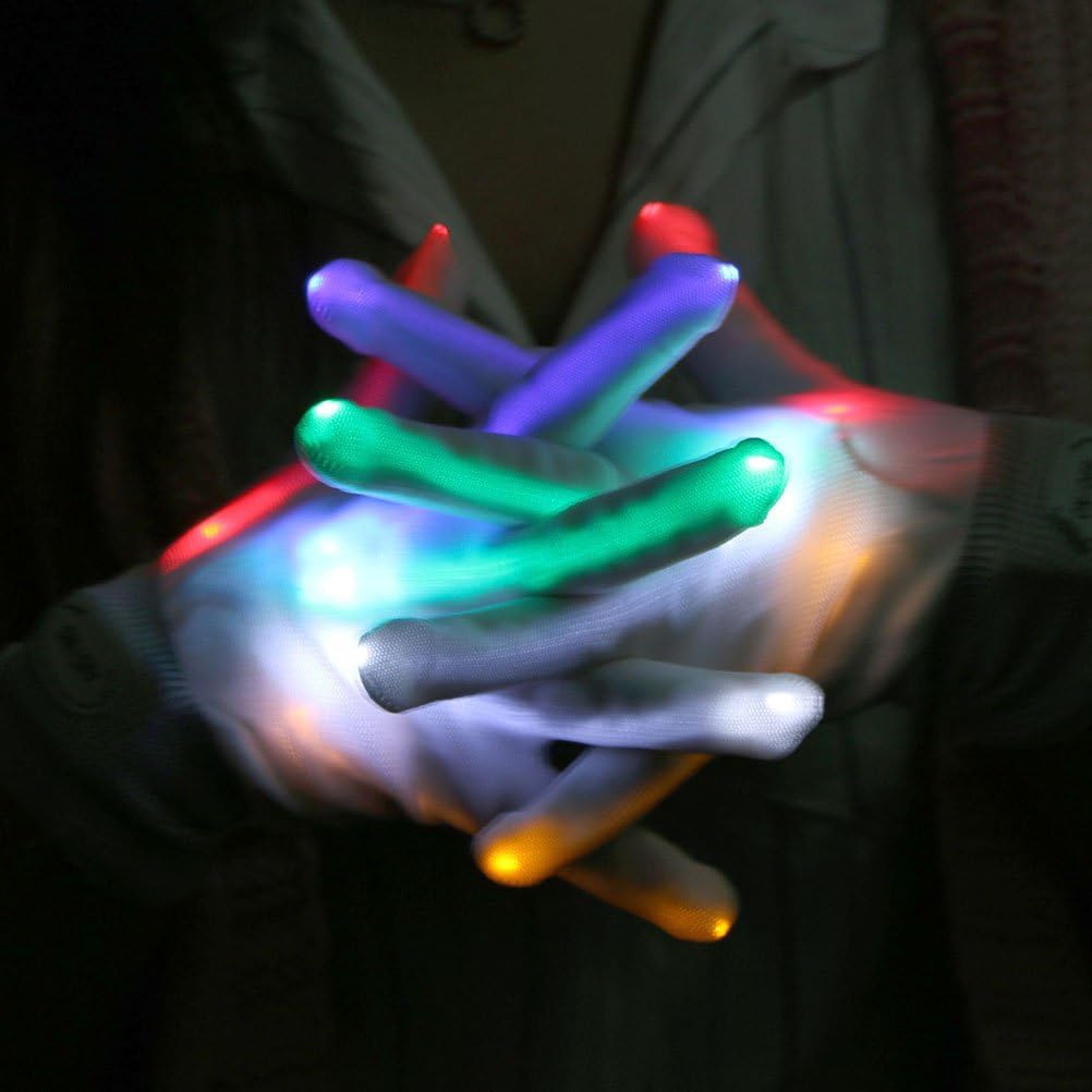 Vicloon LED Flashing Rave Gloves Finger Light Gloves with Multi Modes ...