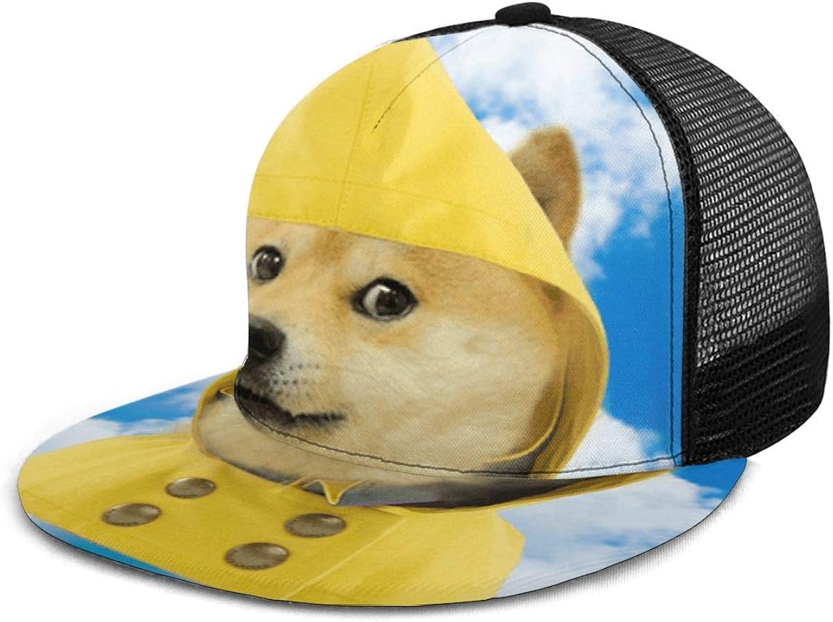 Funny Space Wow Yellow Doge Dog Meme Snapback Hat Mesh Back Trucker Hat ...