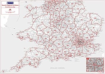 Postcode Area Map 4 - Southern England & Wales - Standard Matte Paper ...
