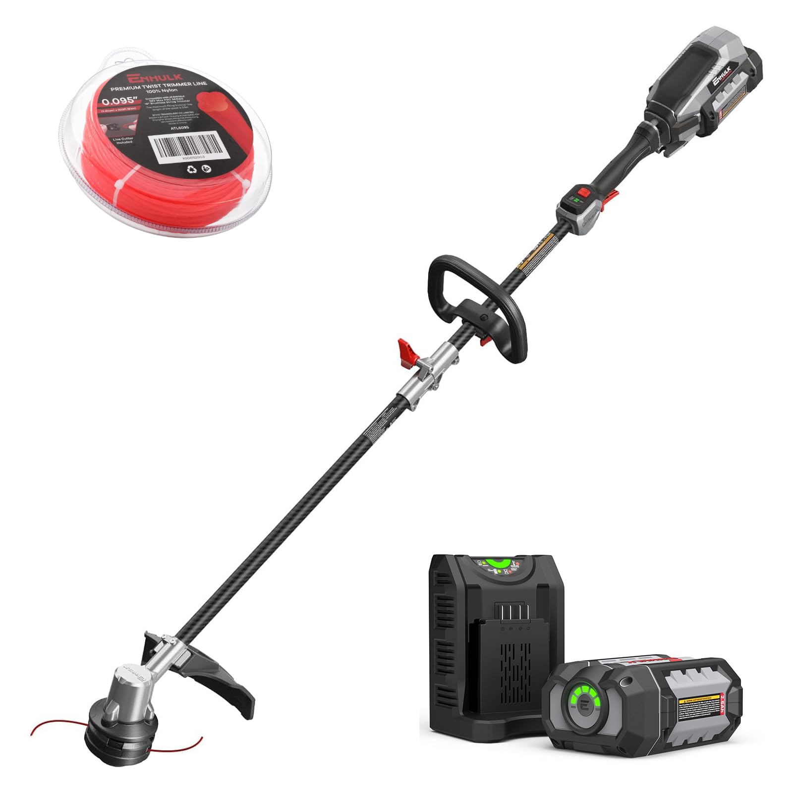 Cordless Wacker, ENHULK 58V 16" String Trimmer - Carbon Fiber, 3-Speed ...