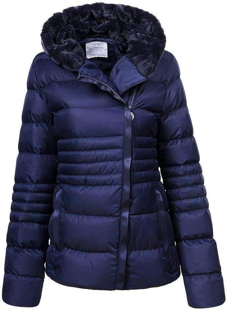 Glo-Story Chaqueta acolchada de invierno para mujer con capucha mullida ...