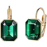 Amazon.com: Austrian Crystal Octagon Leverback Drop Earrings for Women ...