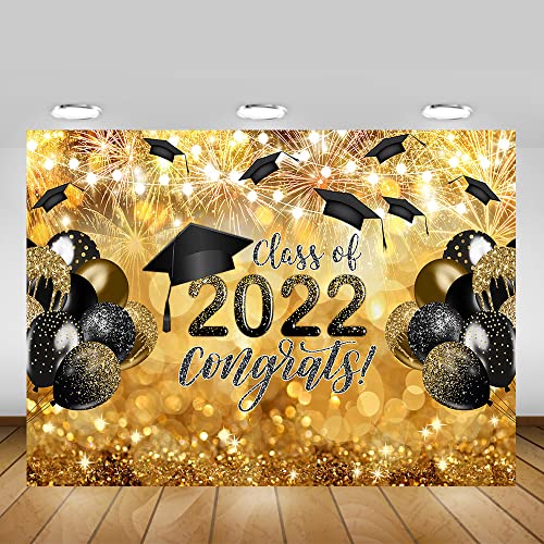 Mocsicka Class of 2022 Graduation Backdrops Congrats Grad Gold Glitter ...