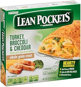 Lean Pockets, Turkey, Broccoli & Cheese, 2 sandwiches, 9 oz (Frozen ...
