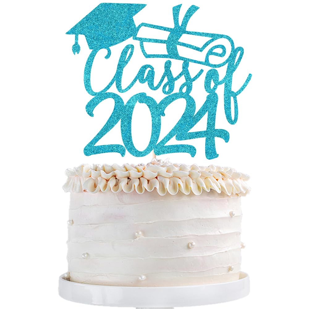 Qertesl Gold Class of 2024 Congrats Grad Cake Topper Glitter Graduation ...
