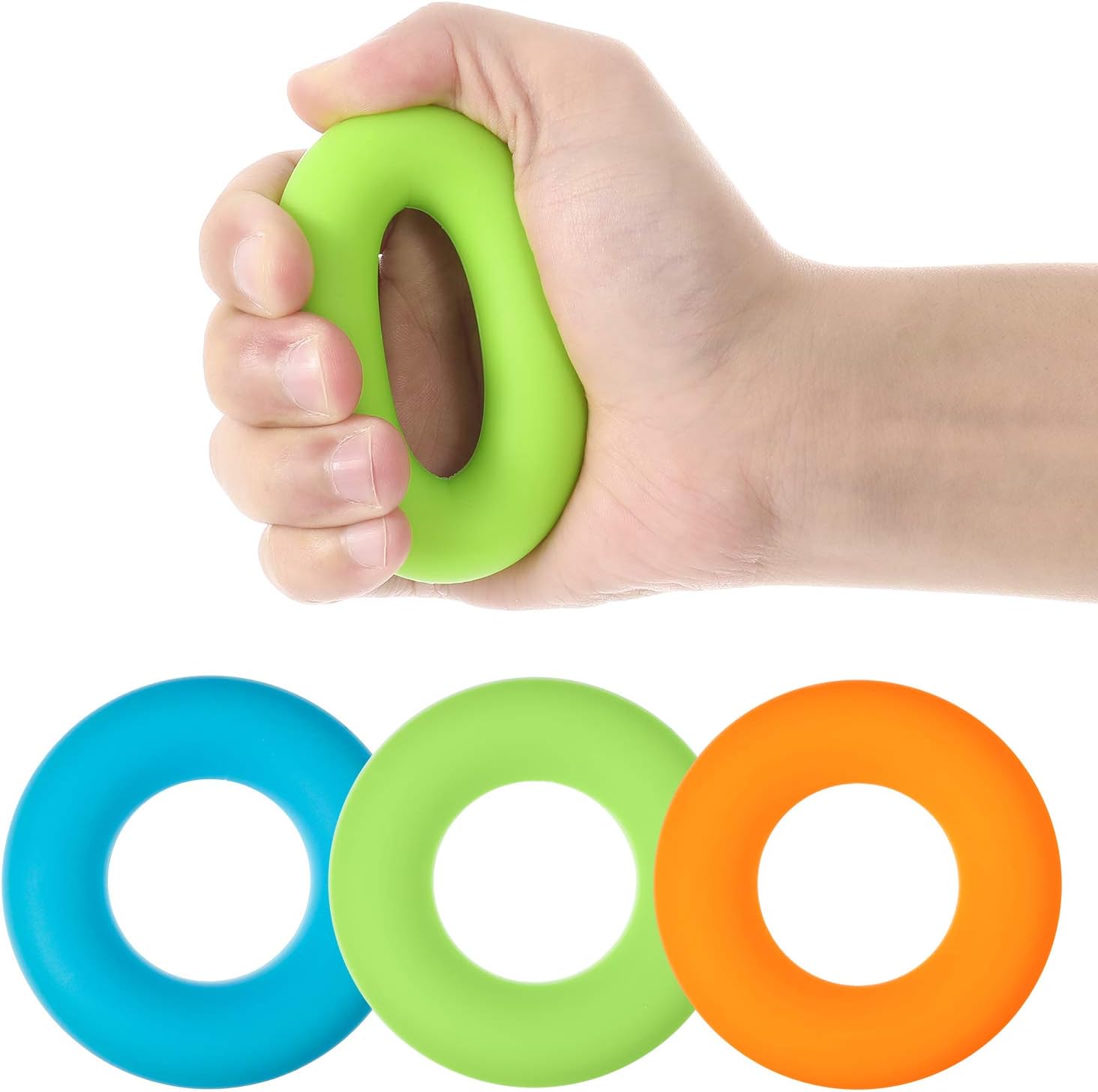 GOTH Perhk 3 Pack Hand Grip Strengtheners, Silicone Rings Muscle ...