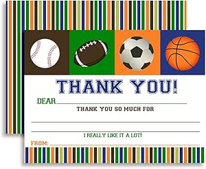 Amazon.com : All Star Sports Birthday Thank You Notes for Kids, Ten 4 ...