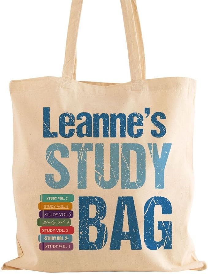 Personalised Study Cotton Shoulder Bag, Notebook and Book Storage ...