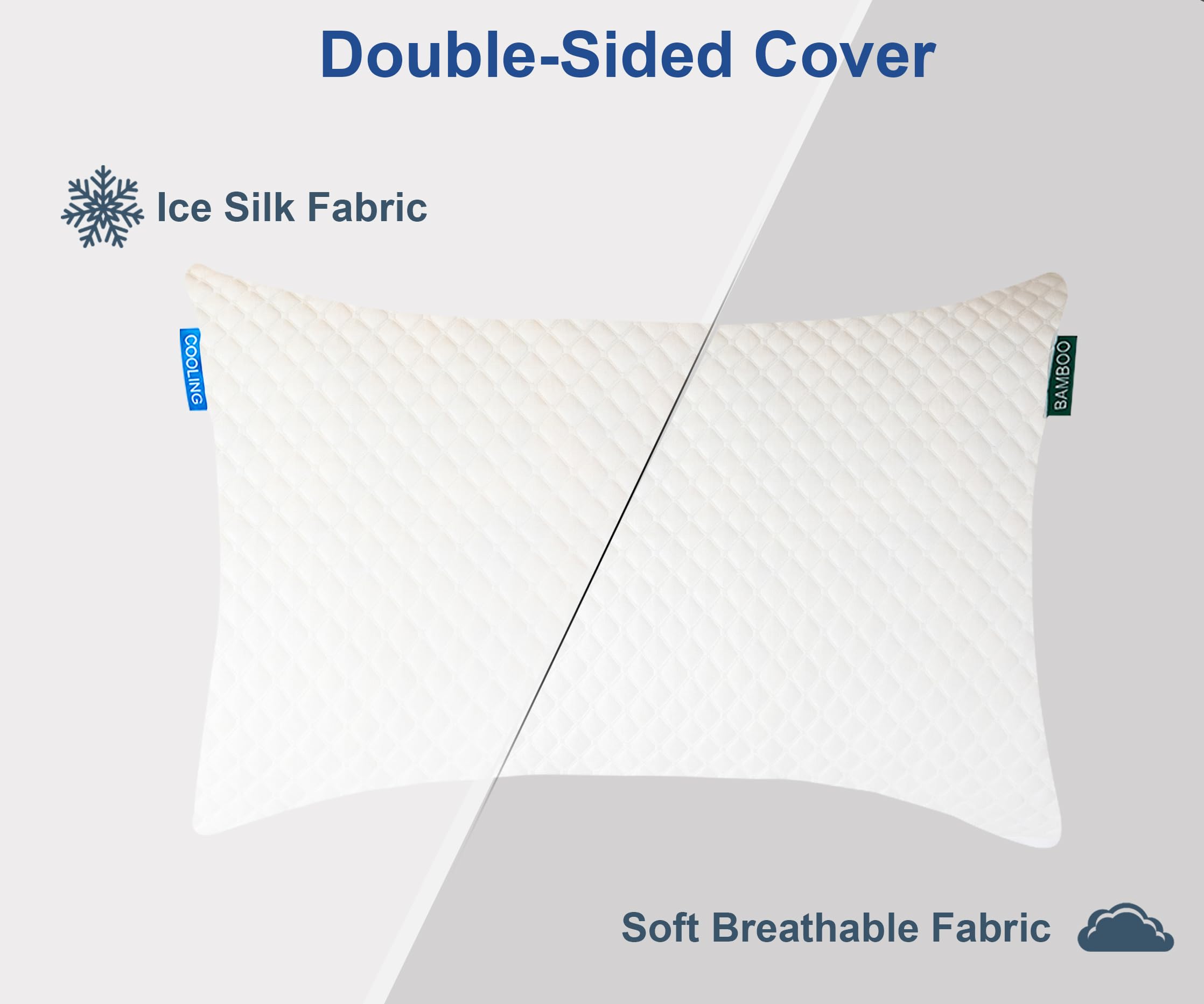 KUYOYGA Shredded Memory Foam Pillows Standard Size Set of 2 - Cooling Bed Pillows for Sleeping 2 ...