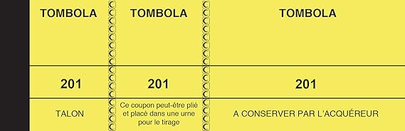 ELVE LV253 Lot de 10 Blocs Tombola avec Talon/2 Coupons Numérotés de 1 ...