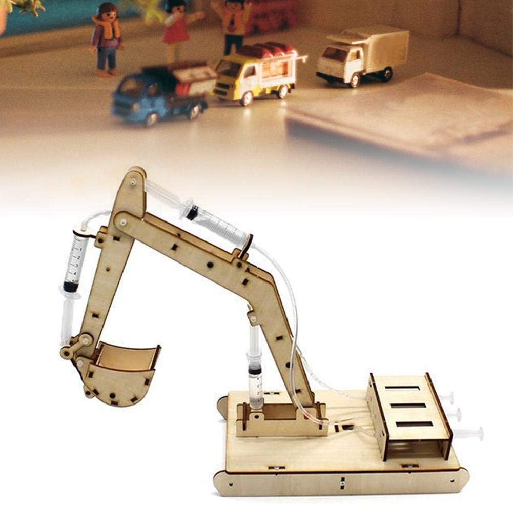 Assembly Wooden Excavator Model, DIY Assembled Hydraulic Digger Car ...