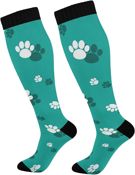 PUXUQU Animal Paw Print Men' Women' Over Knee Thigh High Long Socks 1 ...