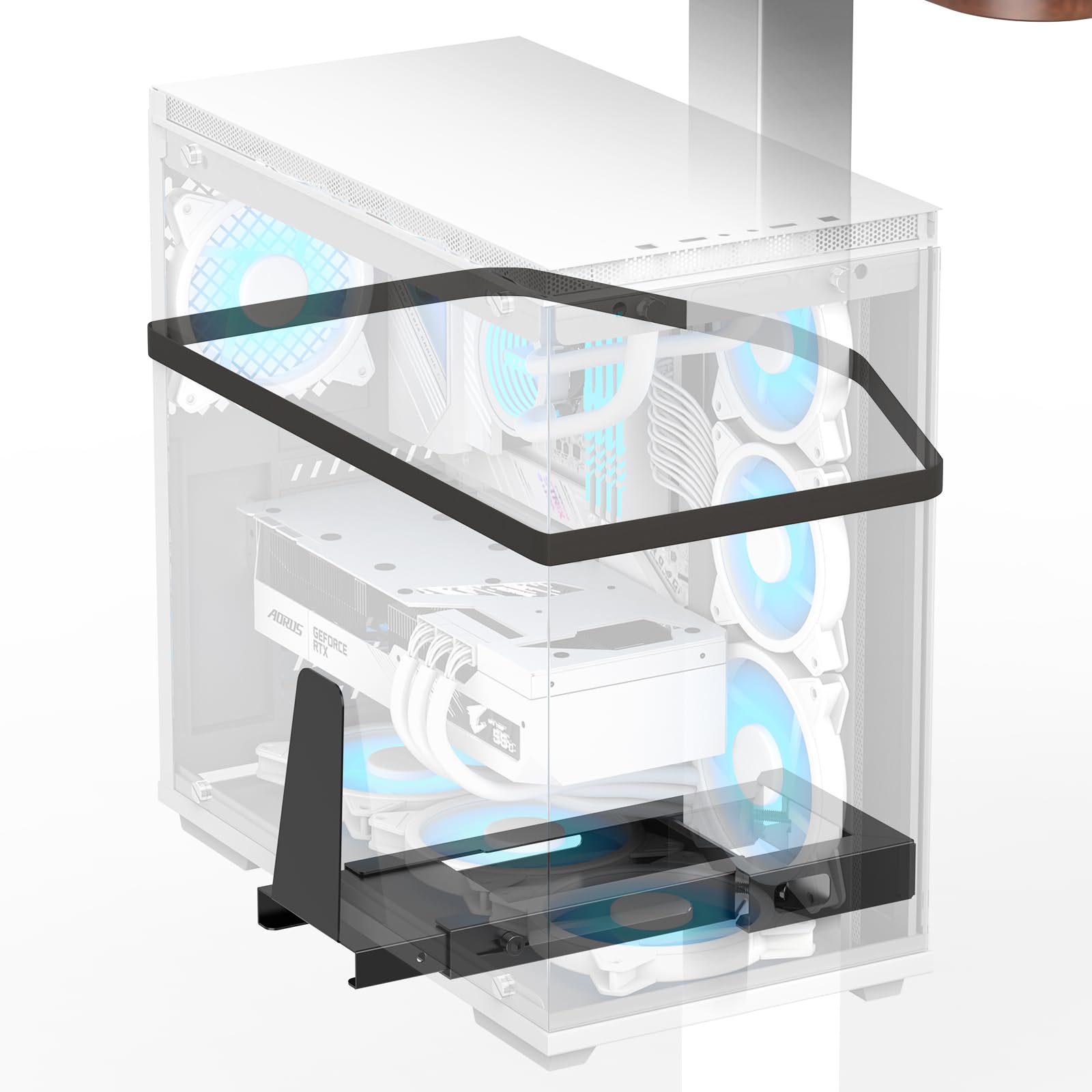 Piomudek Ventilated Computer Tower Stand with Hook and Loop Fasteners ...