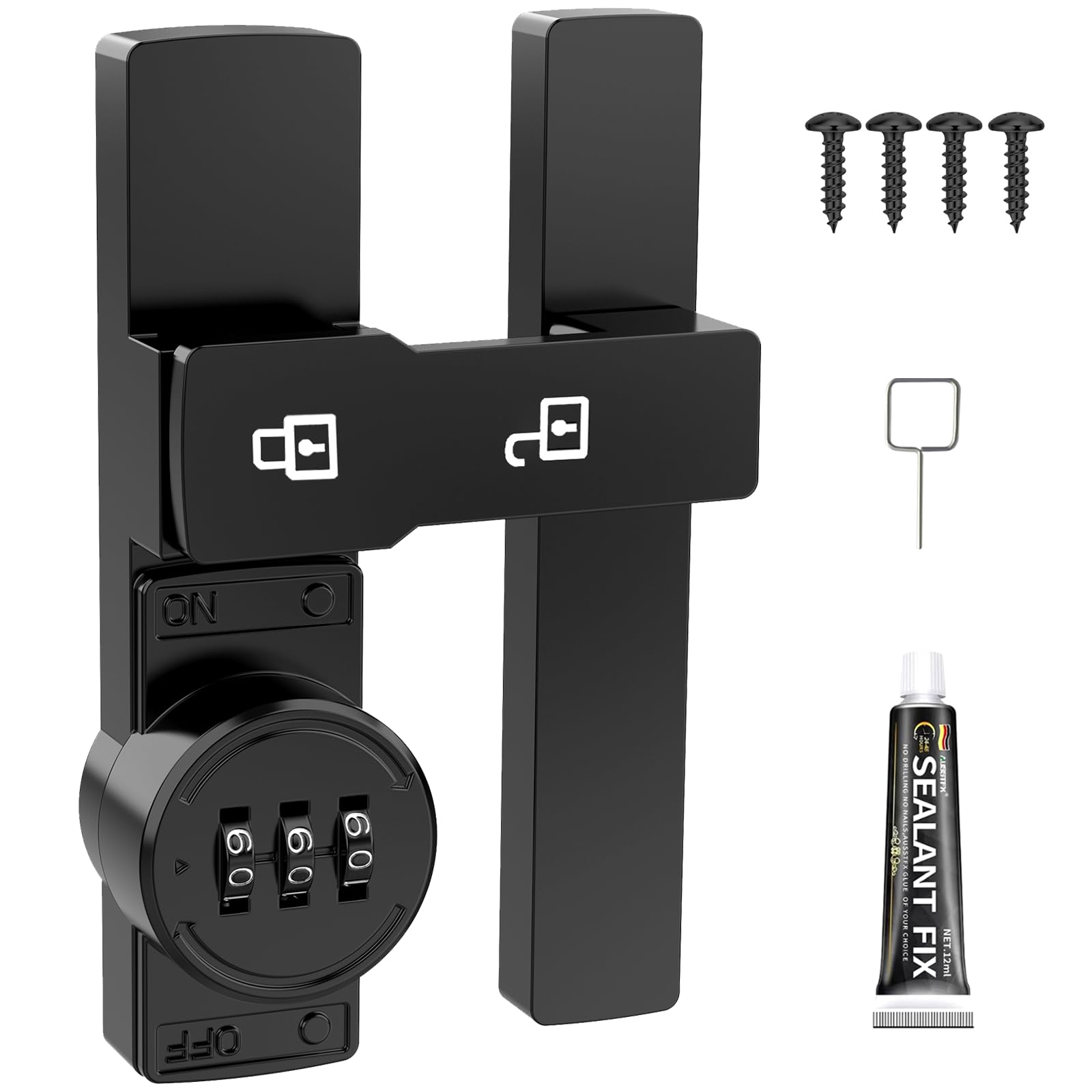 Barn Door Lock, Sliding Double Door Latch Heavy Duty, Black Gate ...